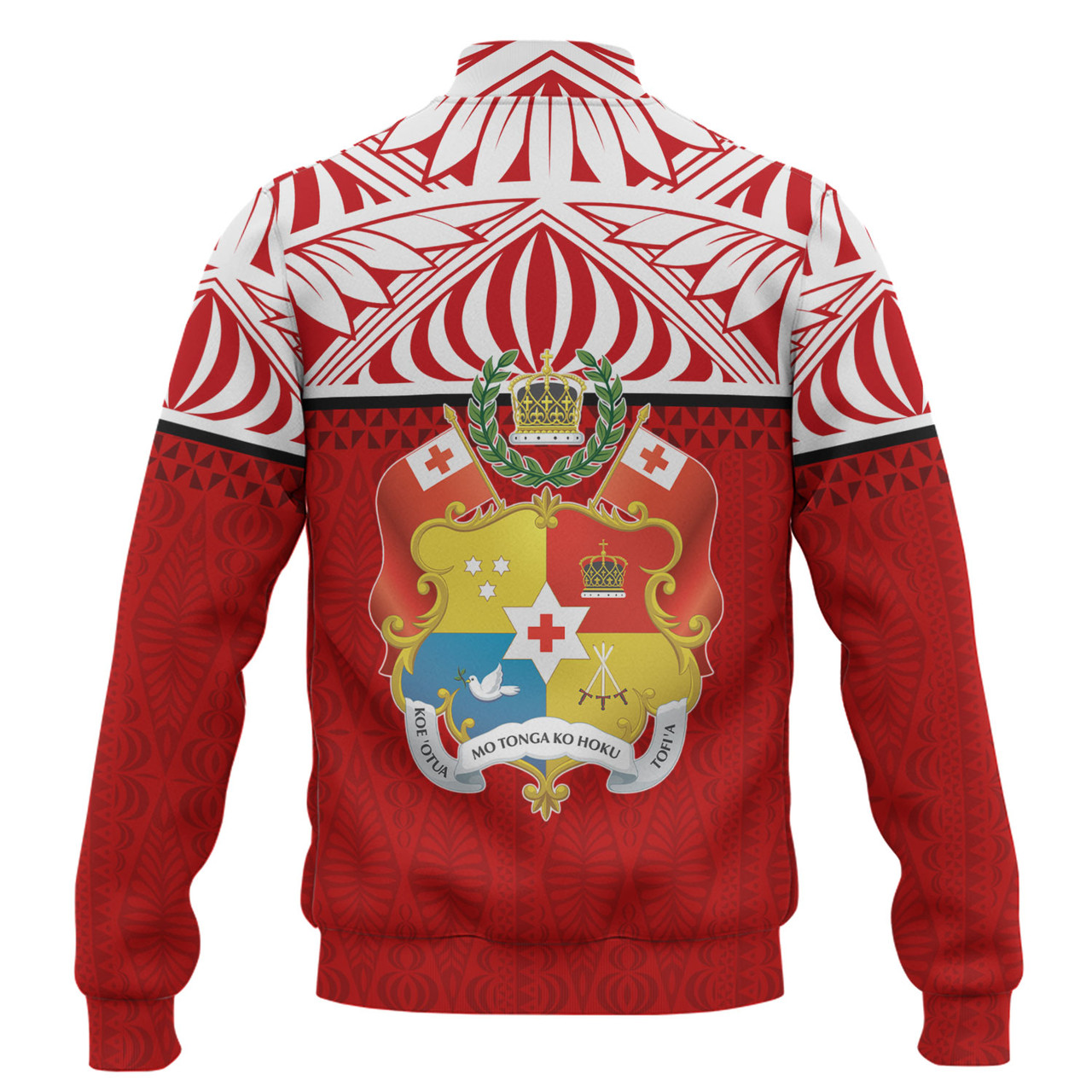 Tonga Custom Personalised Baseball Jacket Coat Of Arms Ngatu Patterns