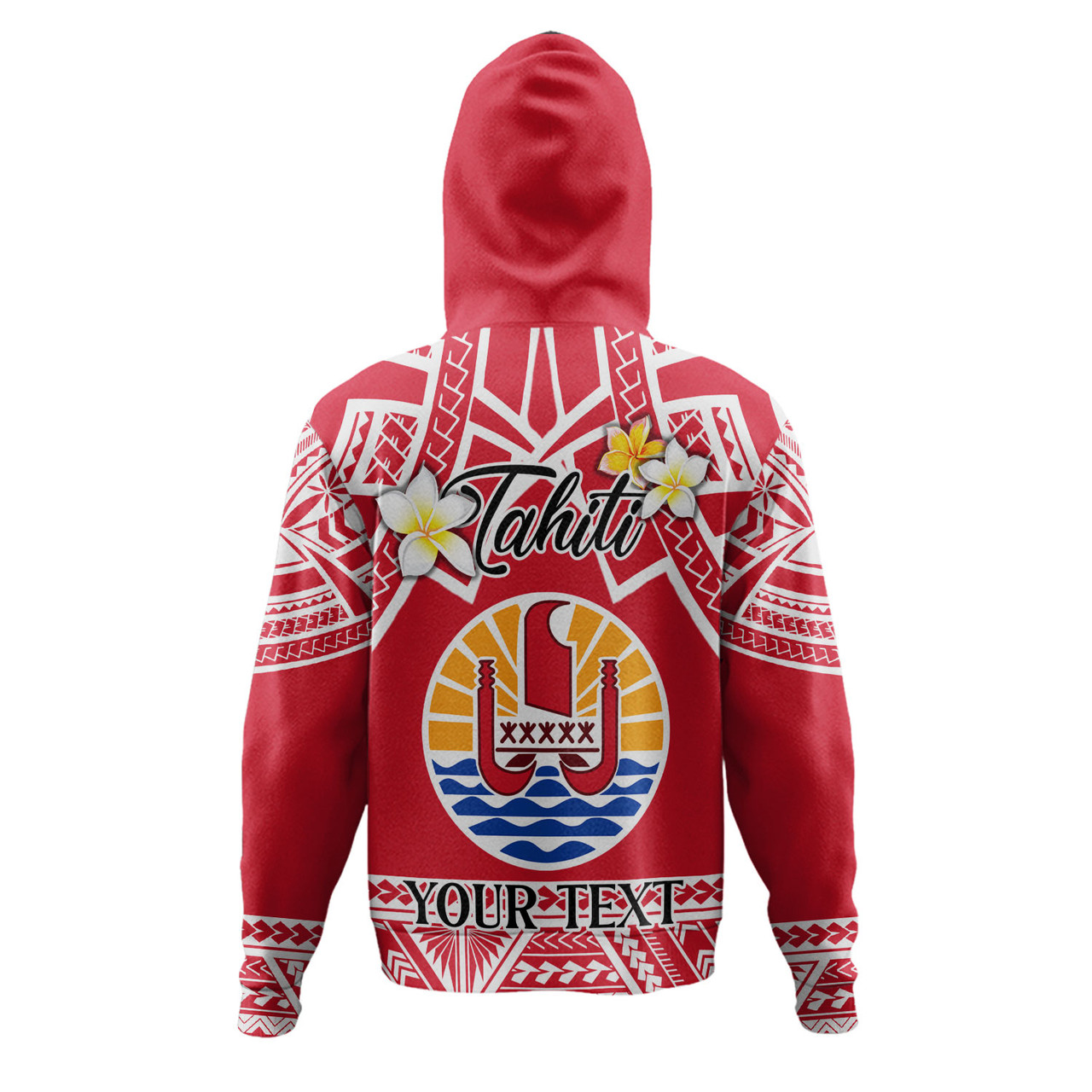 Tahiti Custom Personalised Hoodie Tahitian Plumeria Flowers Mix Tribal