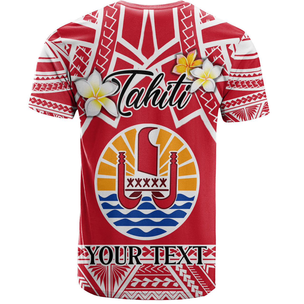 Tahiti Custom Personalised T Shirt Tahitian Plumeria Flowers Mix Tribal