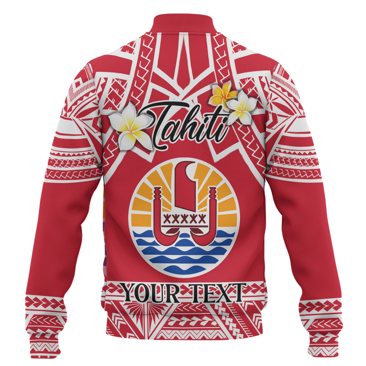 Tahiti Custom Personalised Baseball Jacket Tahitian Plumeria Flowers