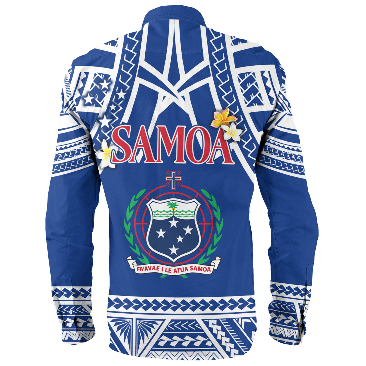 Samoa Custom Personalised Long Sleeve Shirt Polynesian Plumeria Flowers