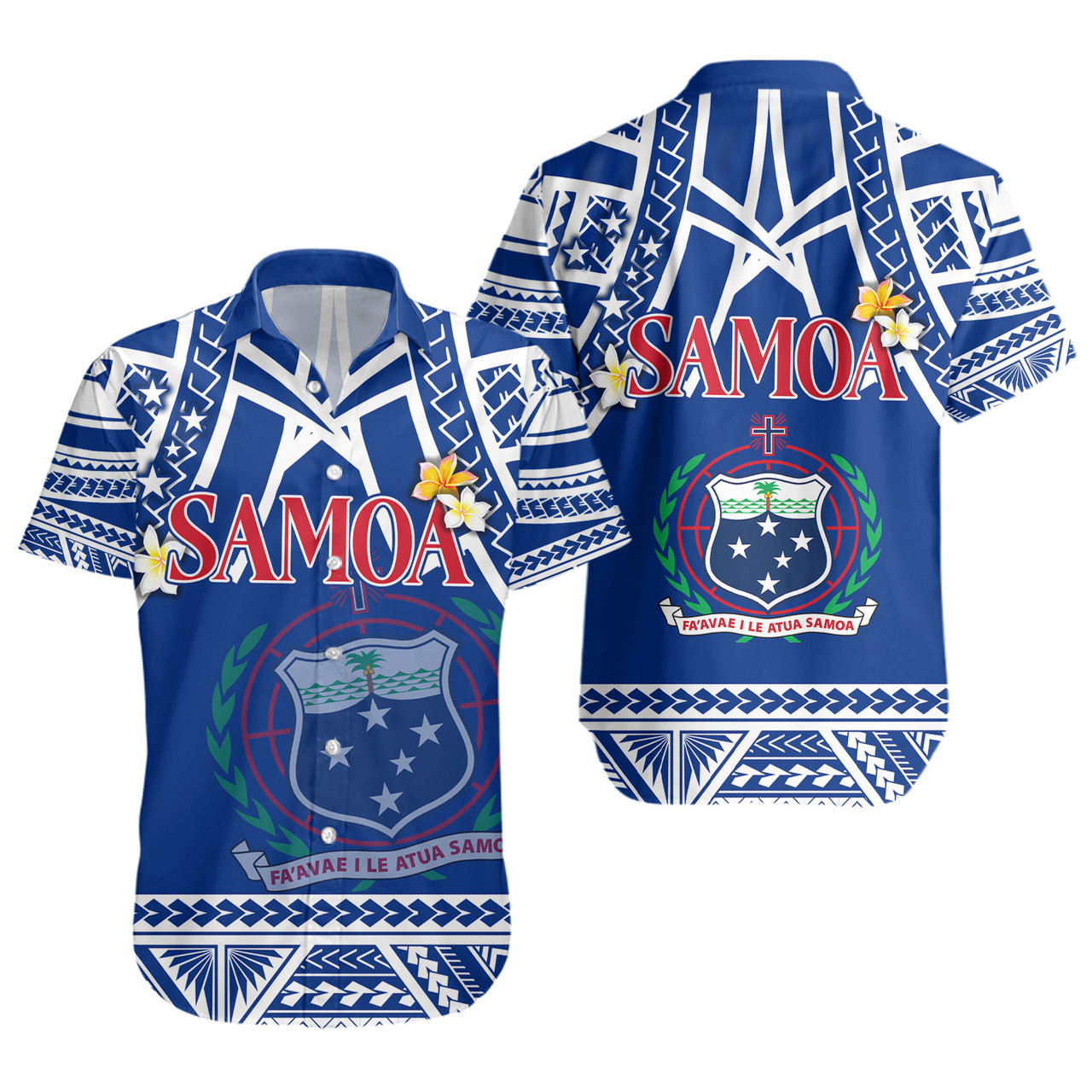 Samoa Custom Personalised Short Sleeve Shirt Polynesian Plumeria