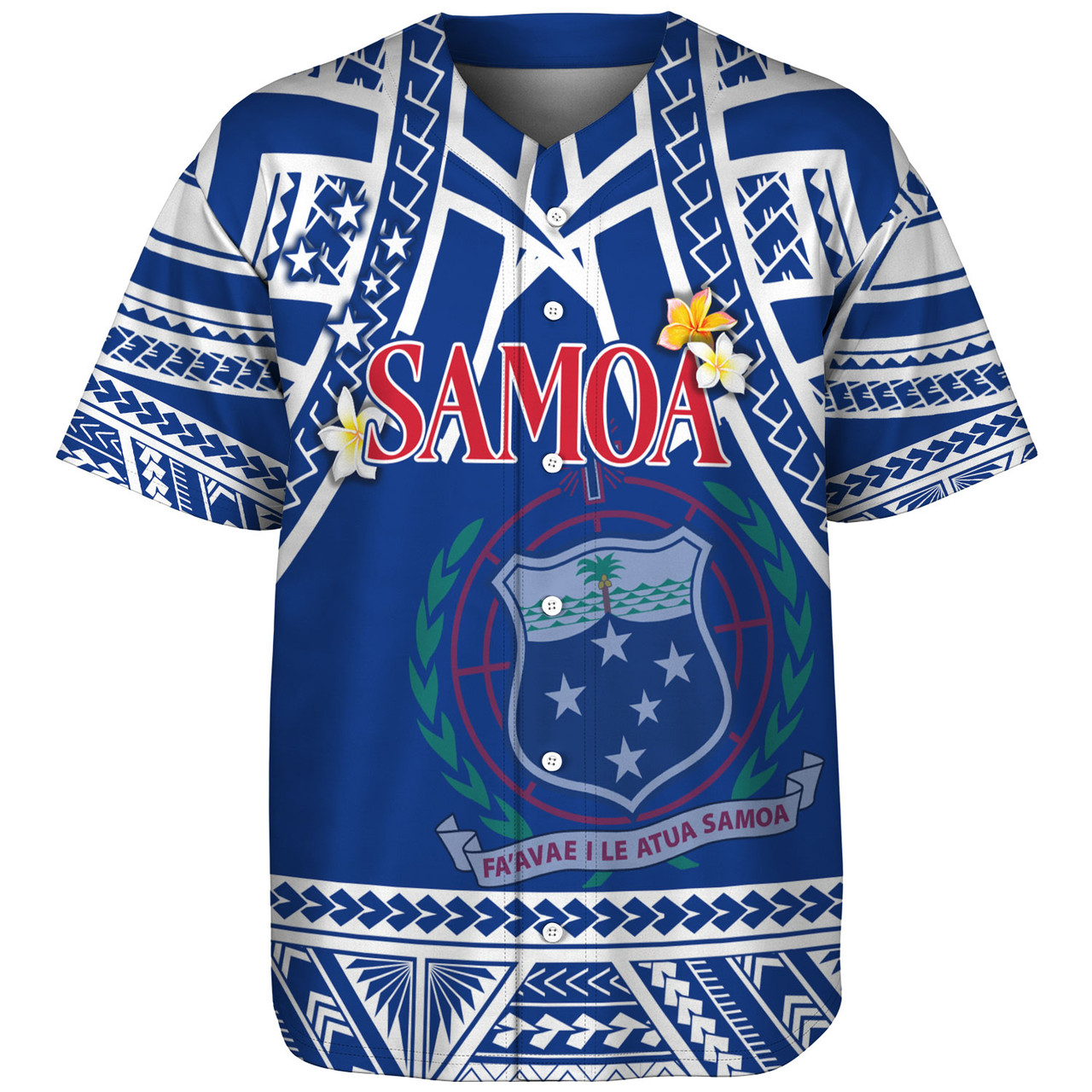 Samoa Custom Personalised Baseball Shirt Polynesian Plumeria Flowers