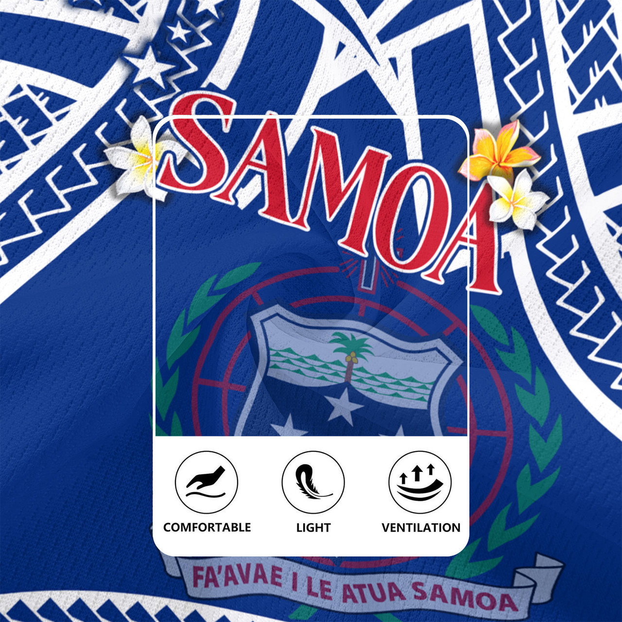 Samoa Custom Personalised Rugby Jersey Polynesian Plumeria Flowers Mix