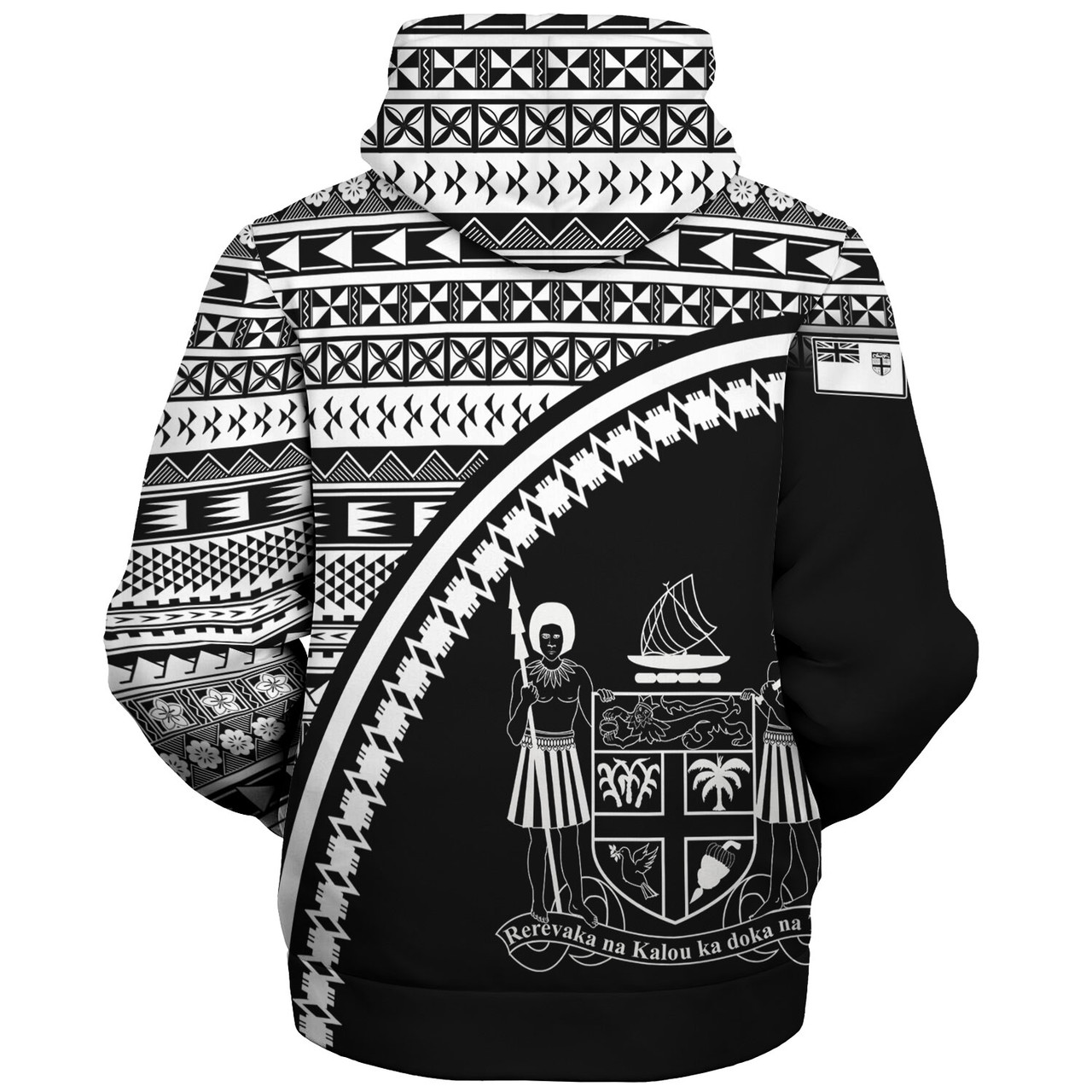 Fiji Custom Personalised Sherpa Hoodie Fijian Kesakesa Masi Patterns