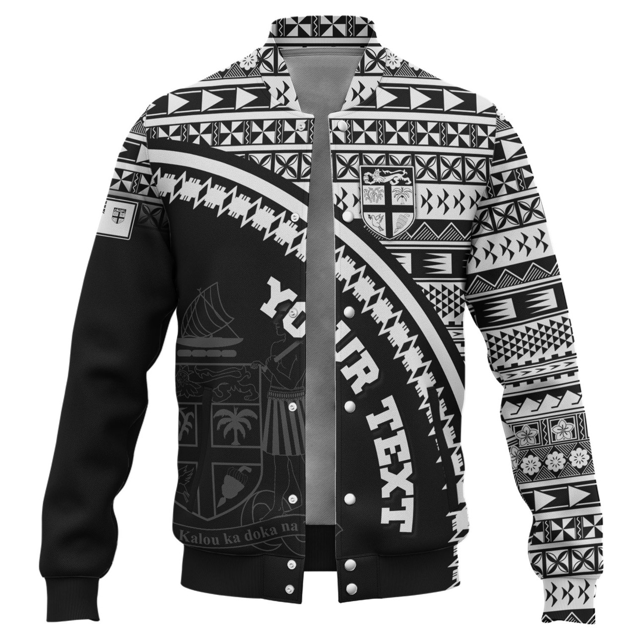 Fiji Custom Personalised Baseball Jacket Fijian Kesakesa Masi Patterns