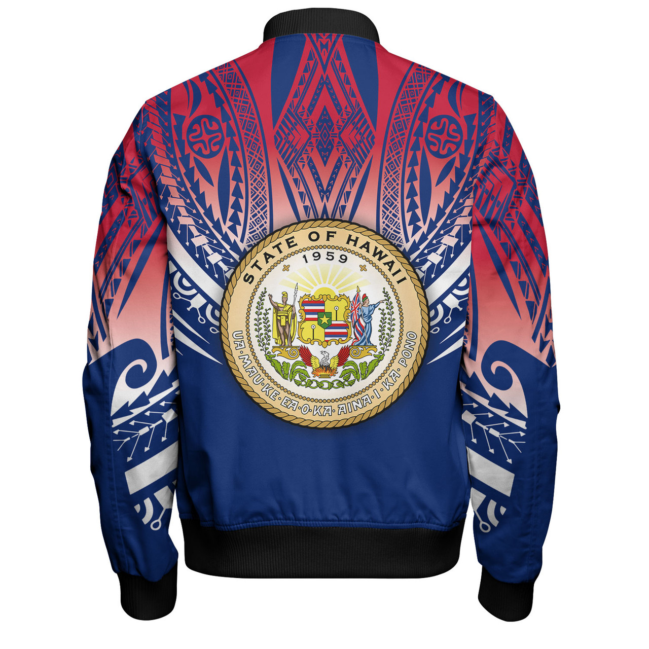 Hawaii Custom Personalised Bomber Jacket Polynesian Tattoo Style Flag Color