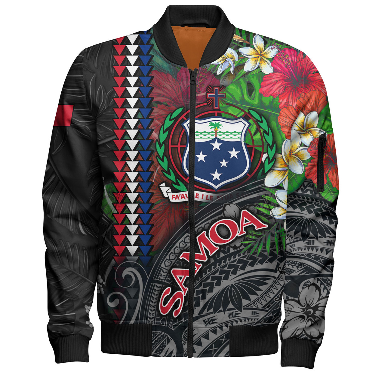 Samoa Custom Personalised Bomber Jacket Samoa Seal Hibiscus And
