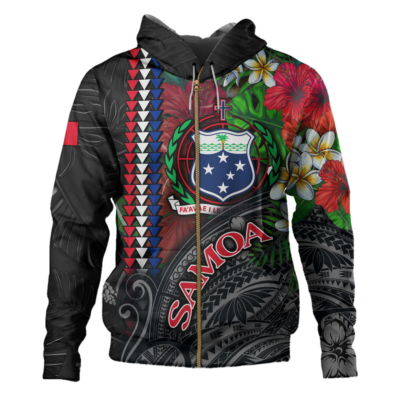 Samoa Custom Personalised Hoodie Samoa Seal Hibiscus And Plumeria With
