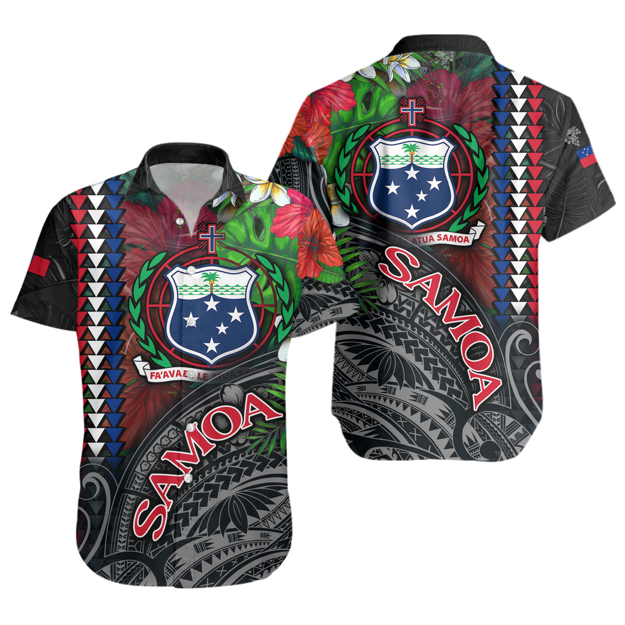 Samoa Custom Personalised Short Sleeve Shirt Samoa Seal Hibiscus And