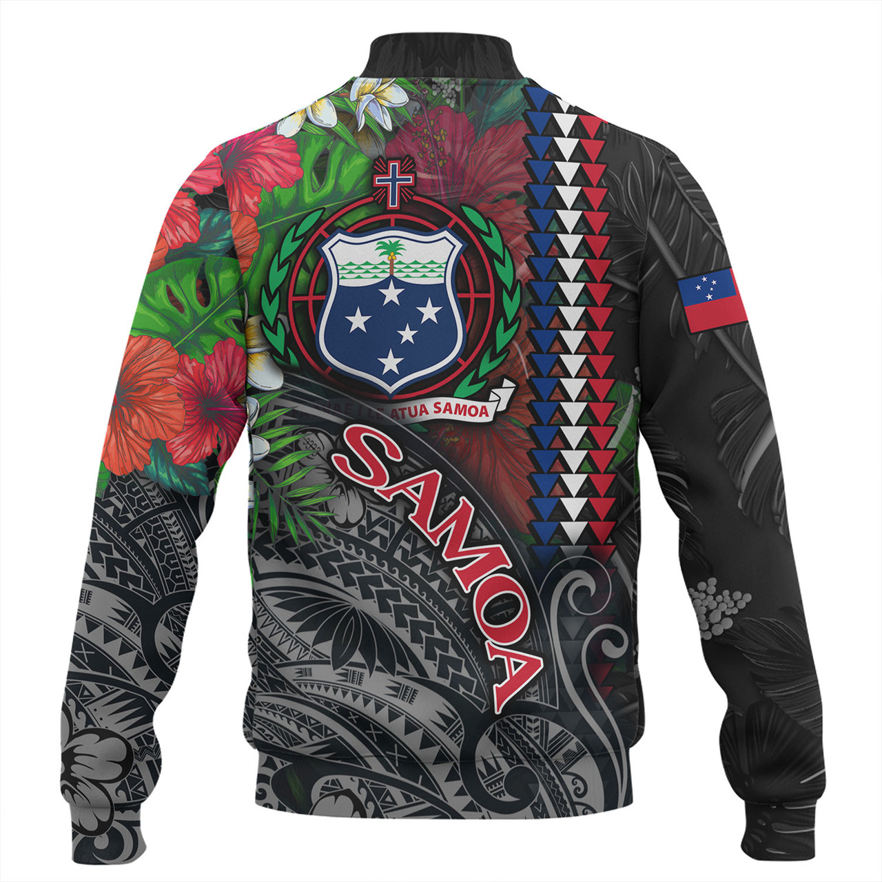 Samoa Custom Personalised Baseball Jacket Samoa Seal Hibiscus And
