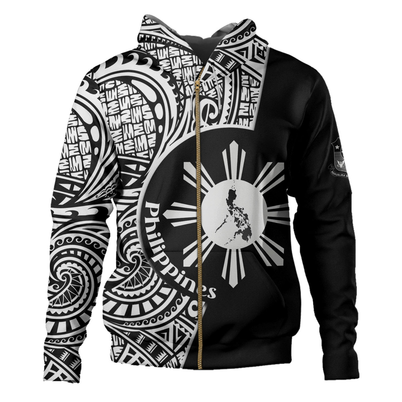 Philippines Filipinos Custom Personalised Hoodie Sun And Map Lauhala