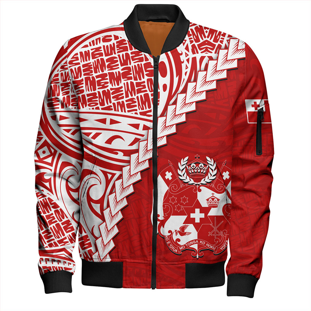 Tonga Bomber Jacket Lauhala Tribal Coat Of Arms