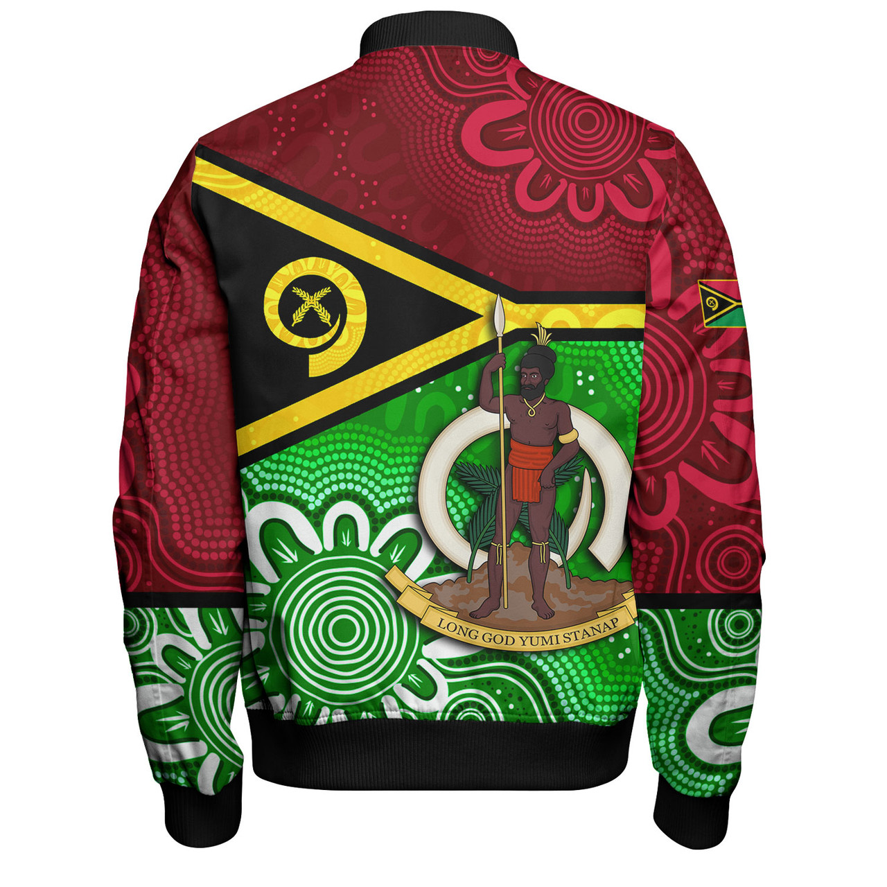 Vanuatu Custom Personalised Bomber Jacket Vanuatu Seal With Aboriginal