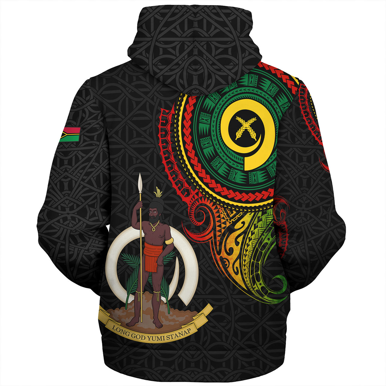 Vanuatu Sherpa Hoodie Custom Vanuatu Seal Mutis En Atan Patterns Reggae