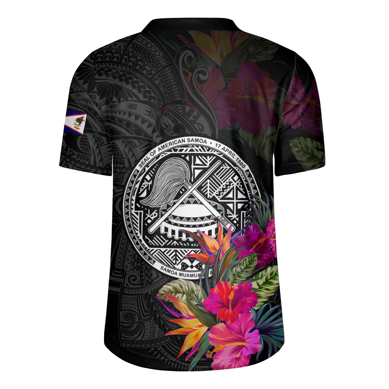 American Samoa Rugby Jersey Custom Polynesian Pattern Tropical Floral