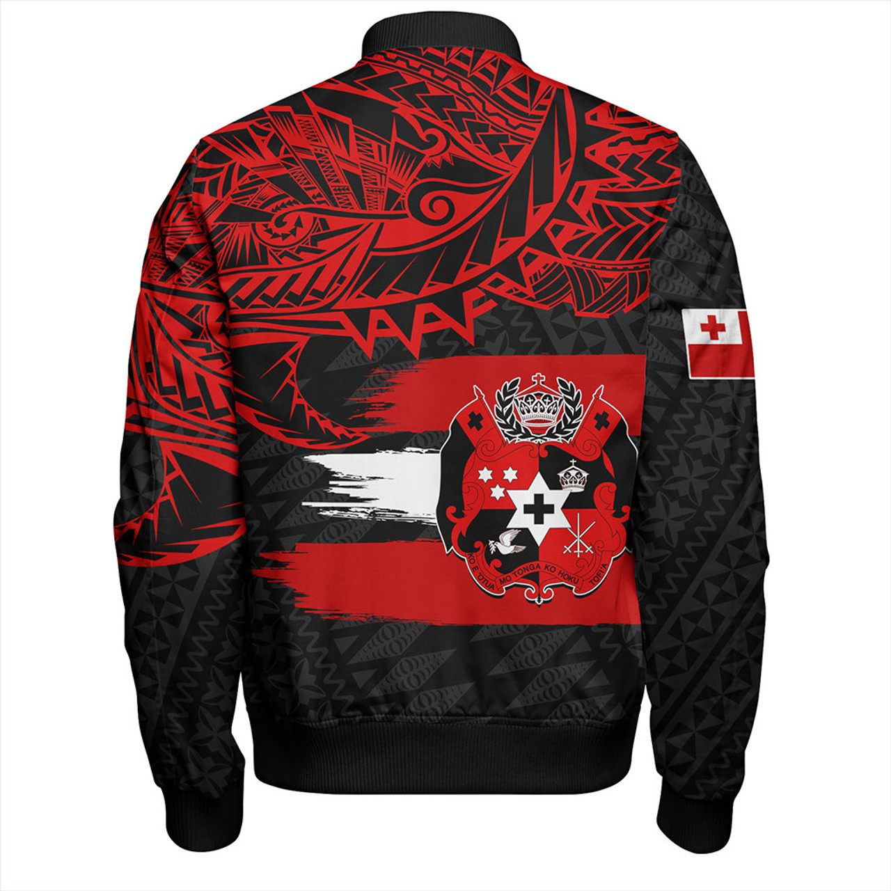 Tonga Bomber Jacket Tribal Polynesian Grunge Flag