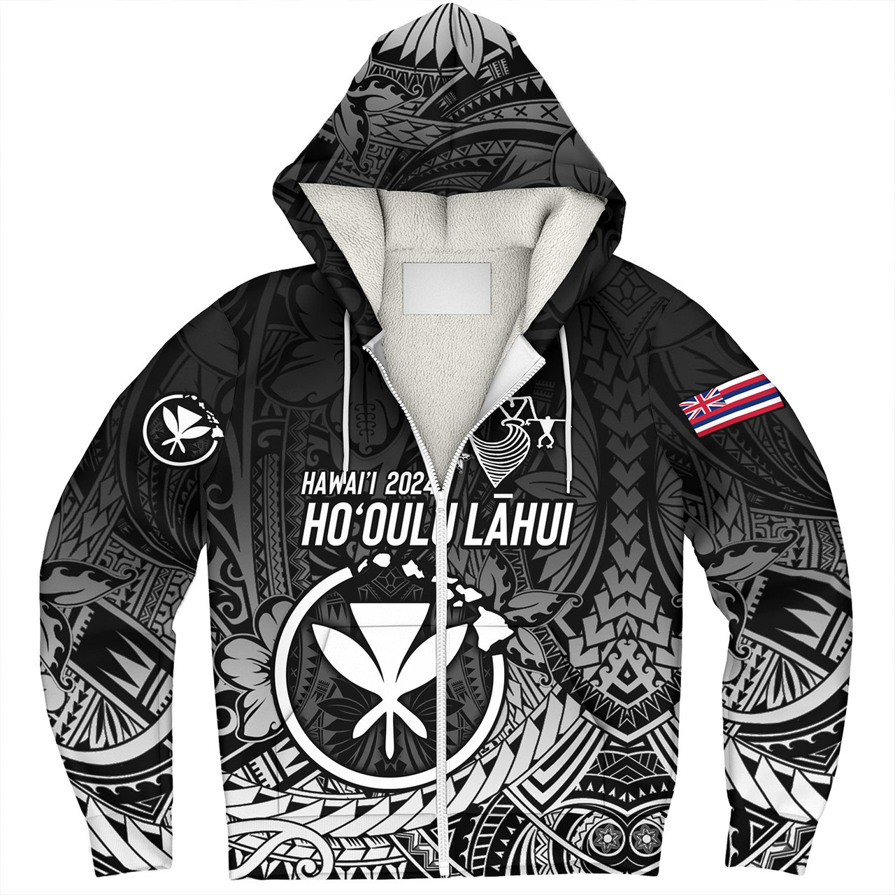 Hawaii Sherpa Hoodie Festpac 2024 Polynesian Pattern Design