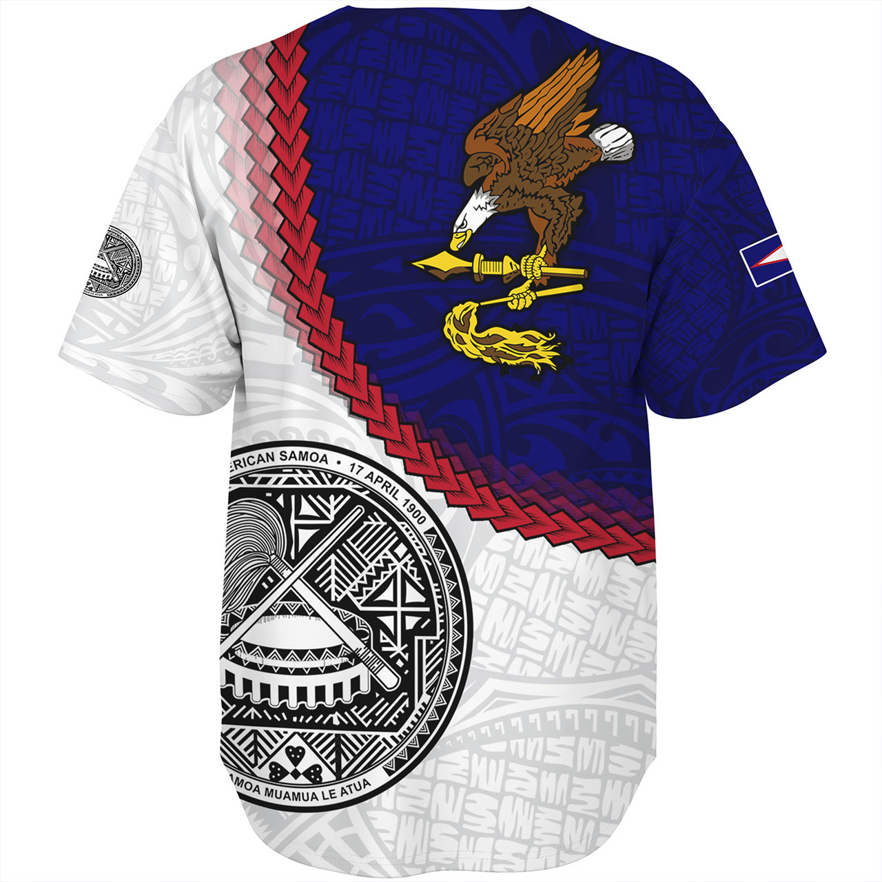 American Samoa Baseball Shirt Custom Polynesian Tradition Seal Flag Color