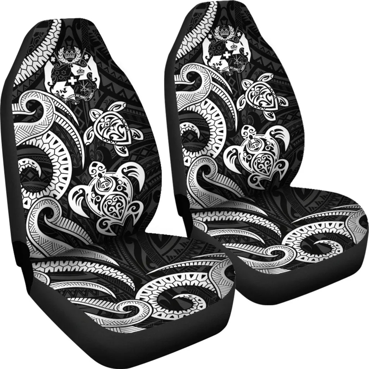 Tonga Polynesian Car Seat Covers White Tentacle Turtle