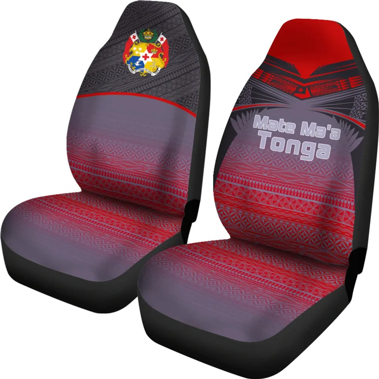 Tonga Polynesian Car Seat Covers Grey Tattoo