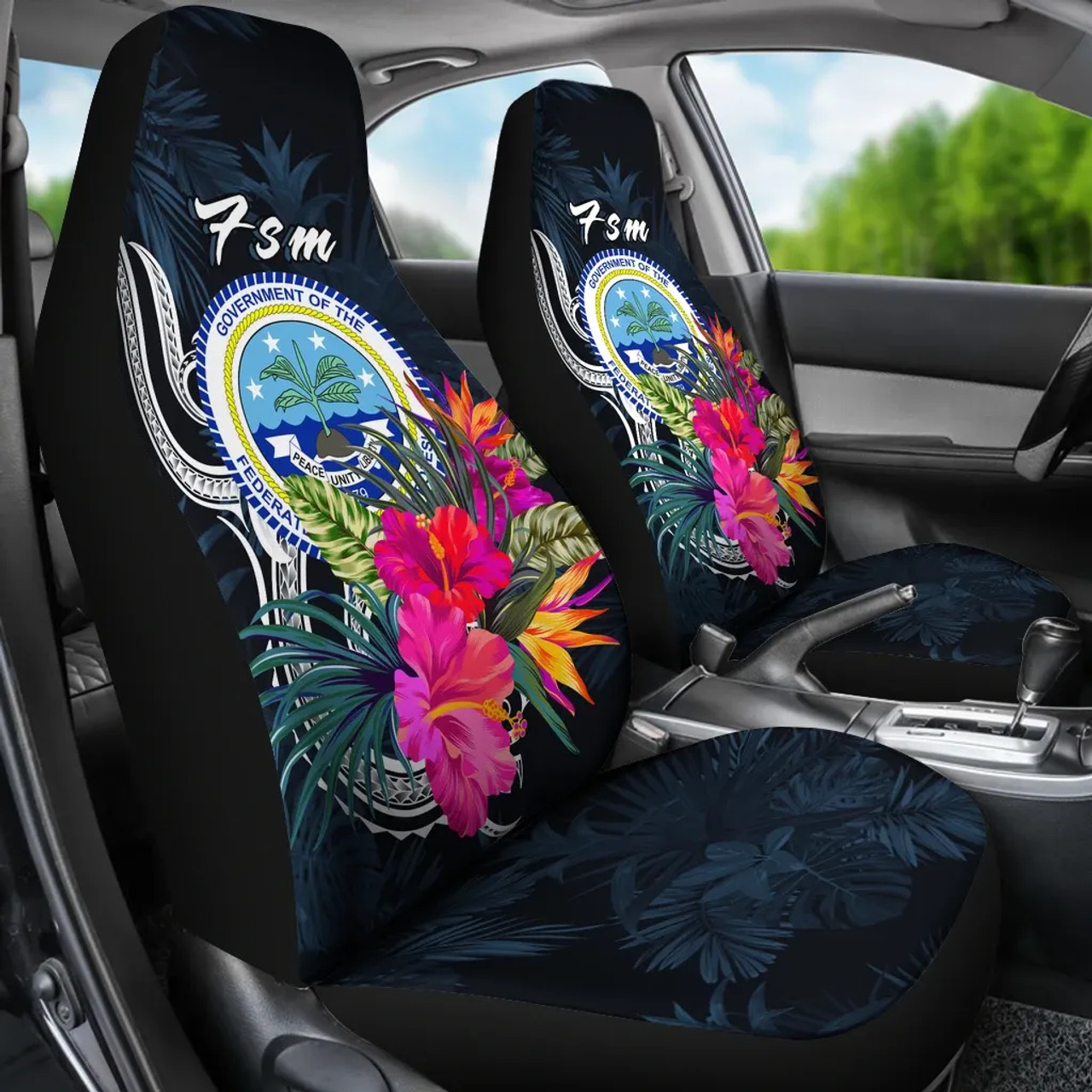 Federated States Of Micronesia Car Seat Covers Tropical Flower