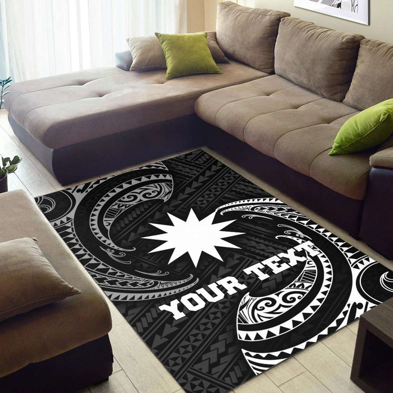 Nauru Polynesian Custom Personalised Area Rug White Tribal Wave