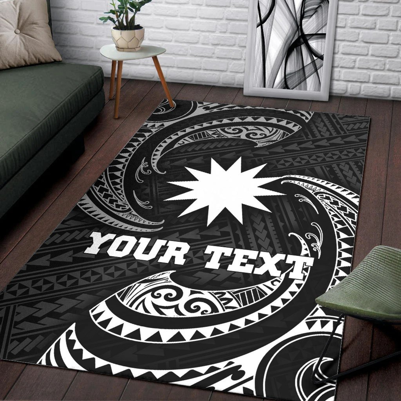 Nauru Polynesian Custom Personalised Area Rug White Tribal Wave