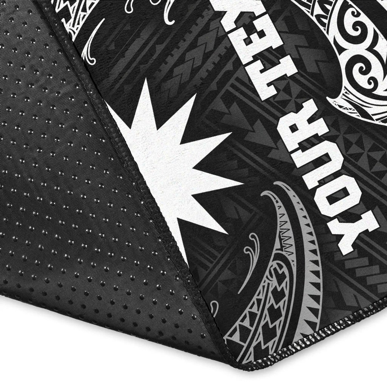 Nauru Polynesian Custom Personalised Area Rug White Tribal Wave