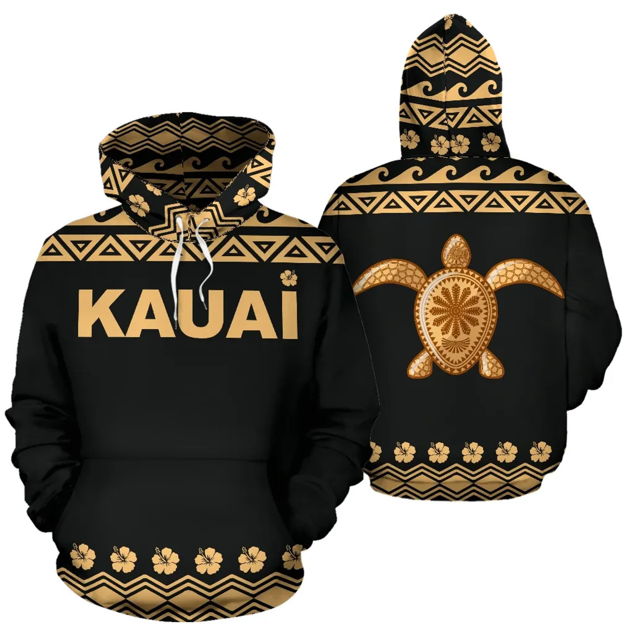 Kauai All Over Hoodie Polynesian Turtle Hoodie