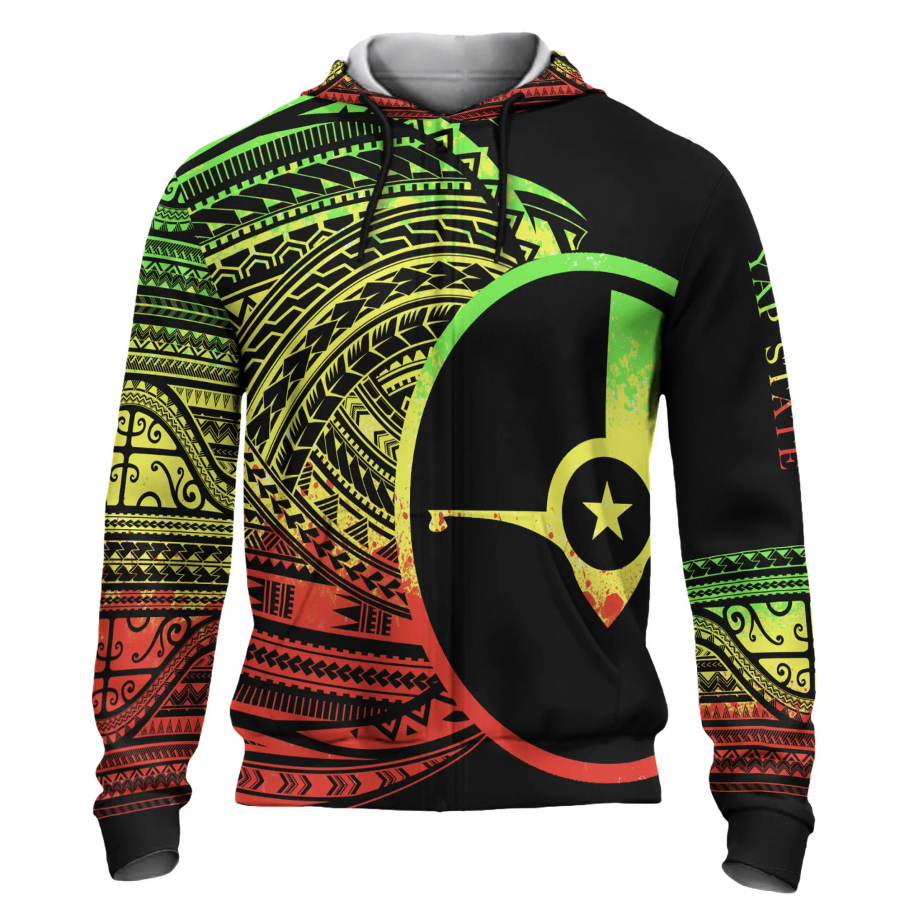 Yap Hoodie Micronesia Reggae Patterns With Coat Of Arms
