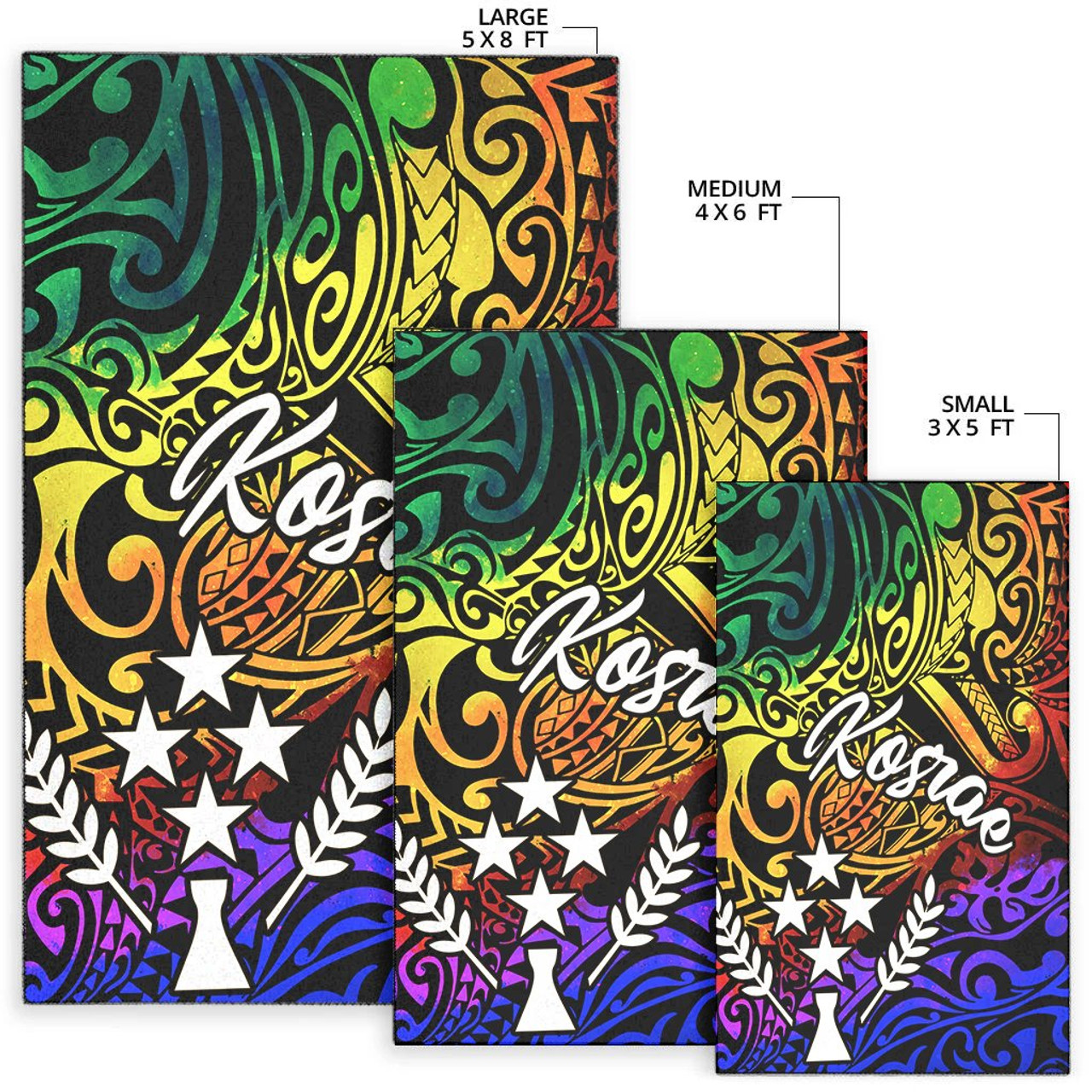 Kosrae Area Rug Rainbow Polynesian Pattern