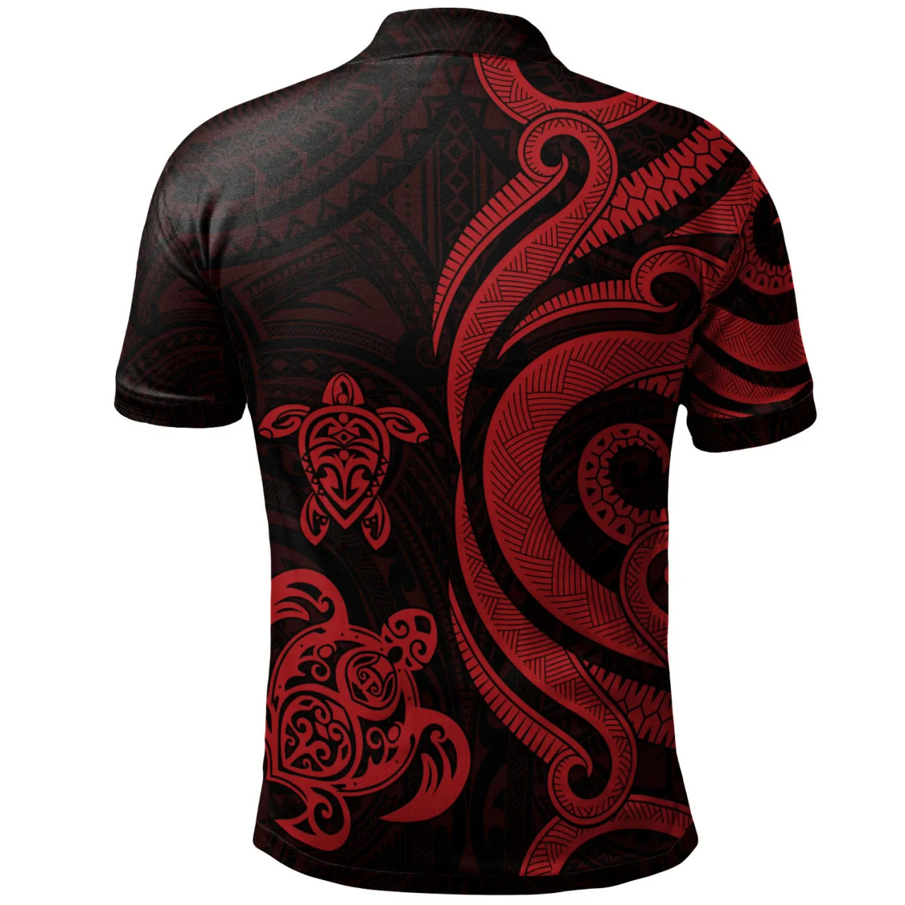 Fiji Polynesian Polo Shirt Red Tentacle Turtle Crest