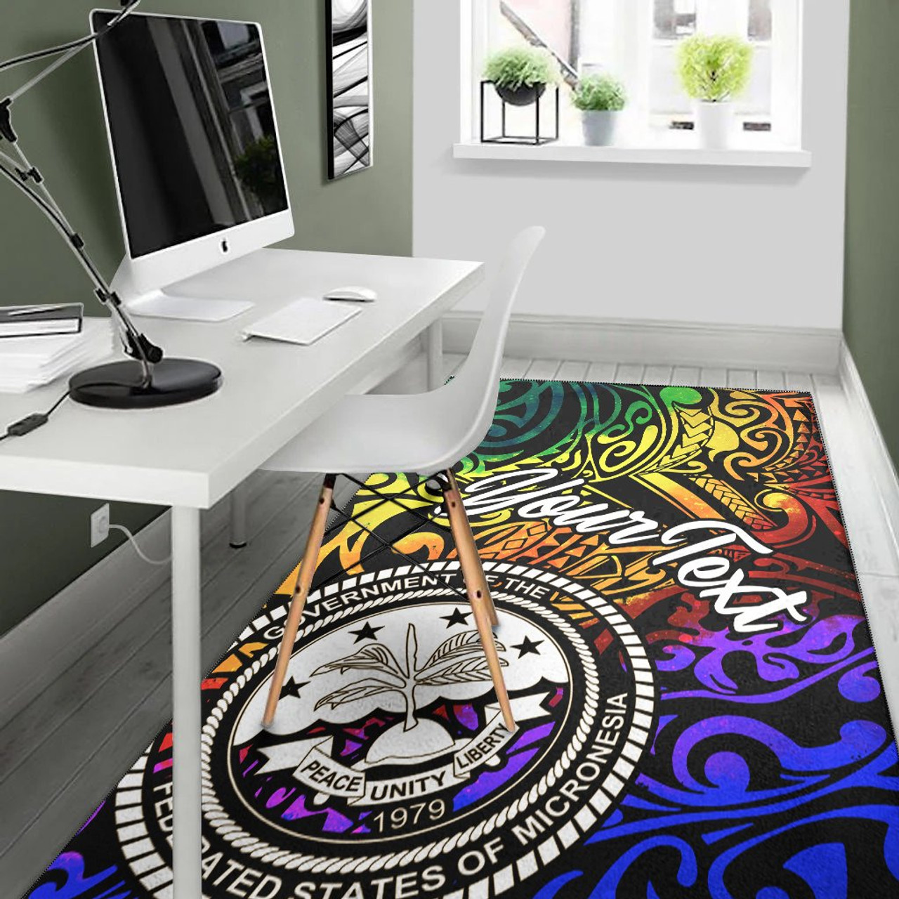 Federated States Of Micronesia Custom Personalised Area Rug Rainbow