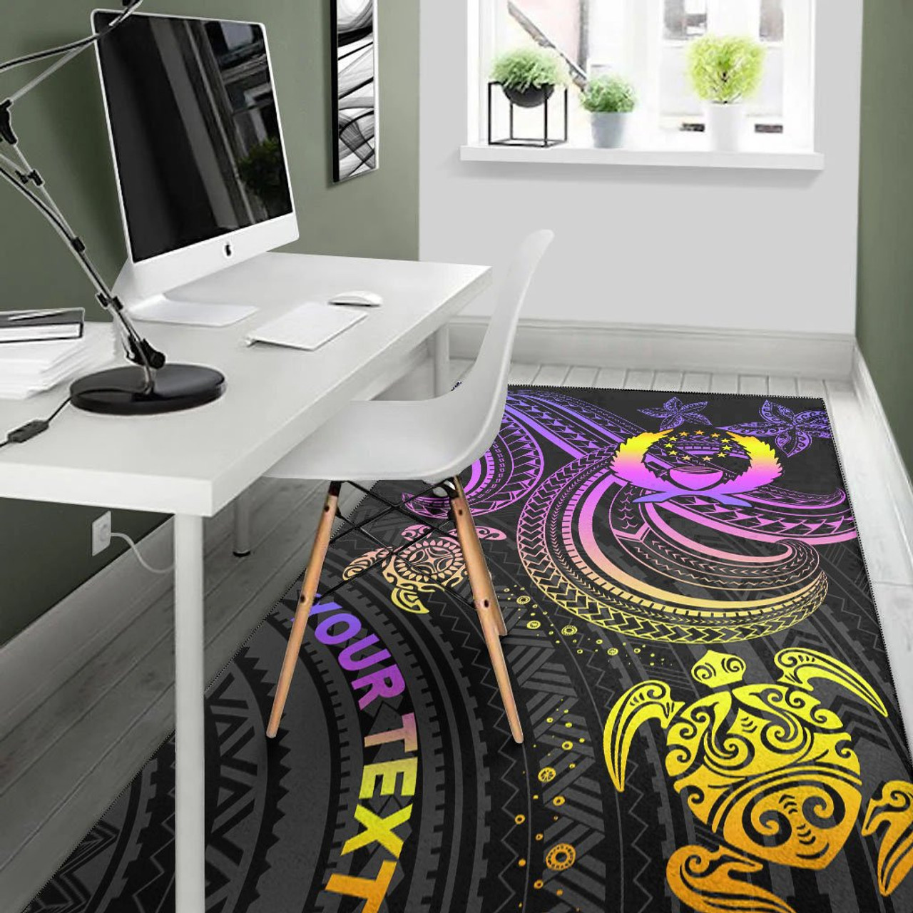 Pohnpei Custom Personalised Area Rug Pink Turtle
