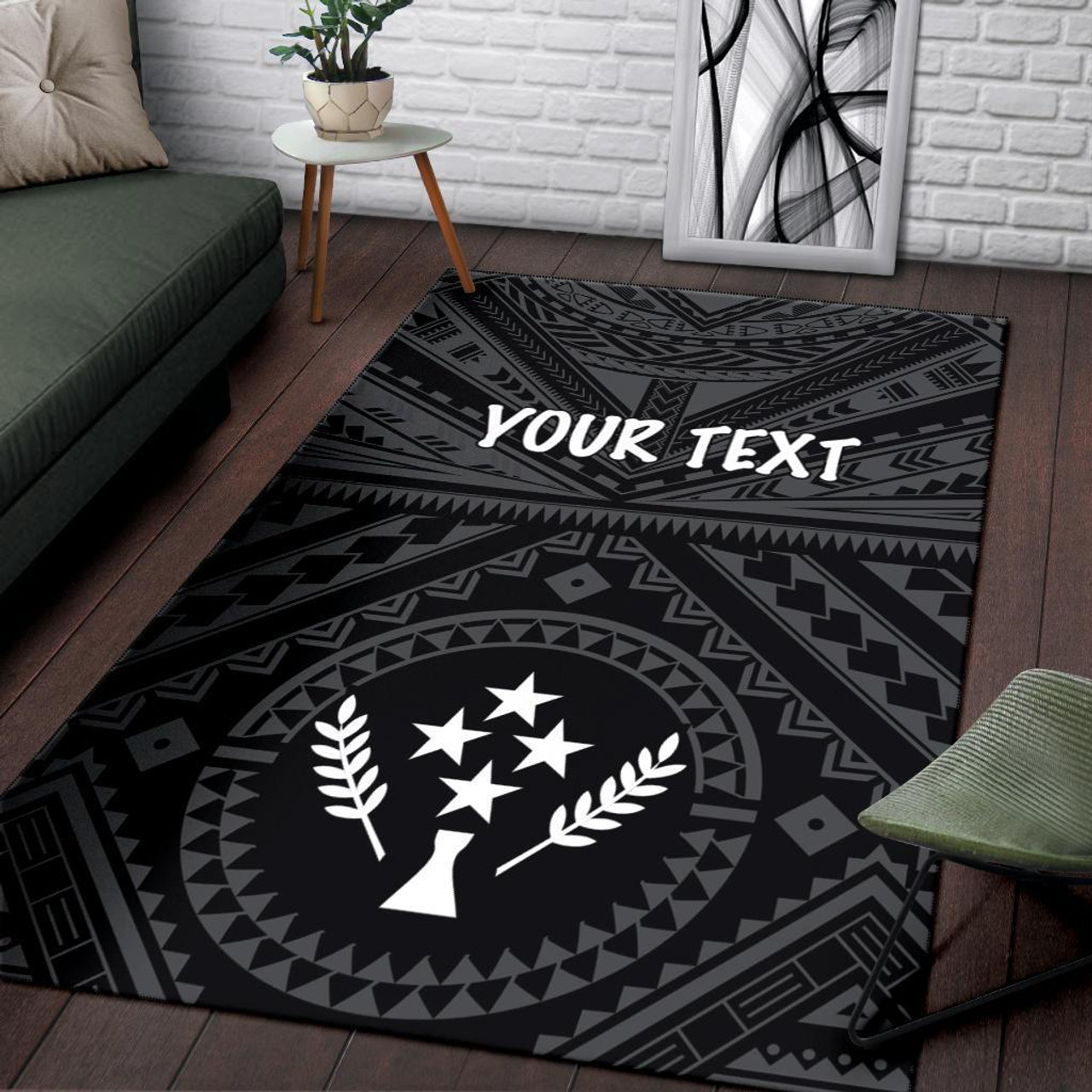 Kosrae Personalised Area Rug Kosrae Flag In Polynesian Tattoo Style