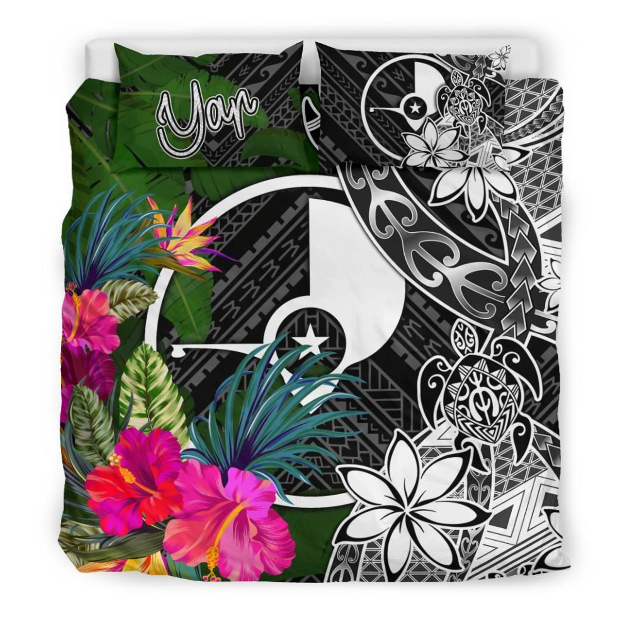Yap Bedding Set Turtle Plumeria Banana Leaf