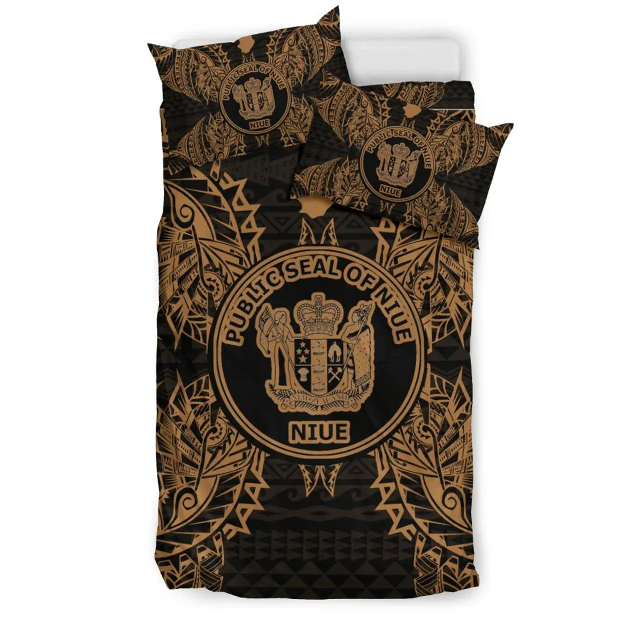 Polynesian Bedding Set Niue Duvet Cover Set Map Gold