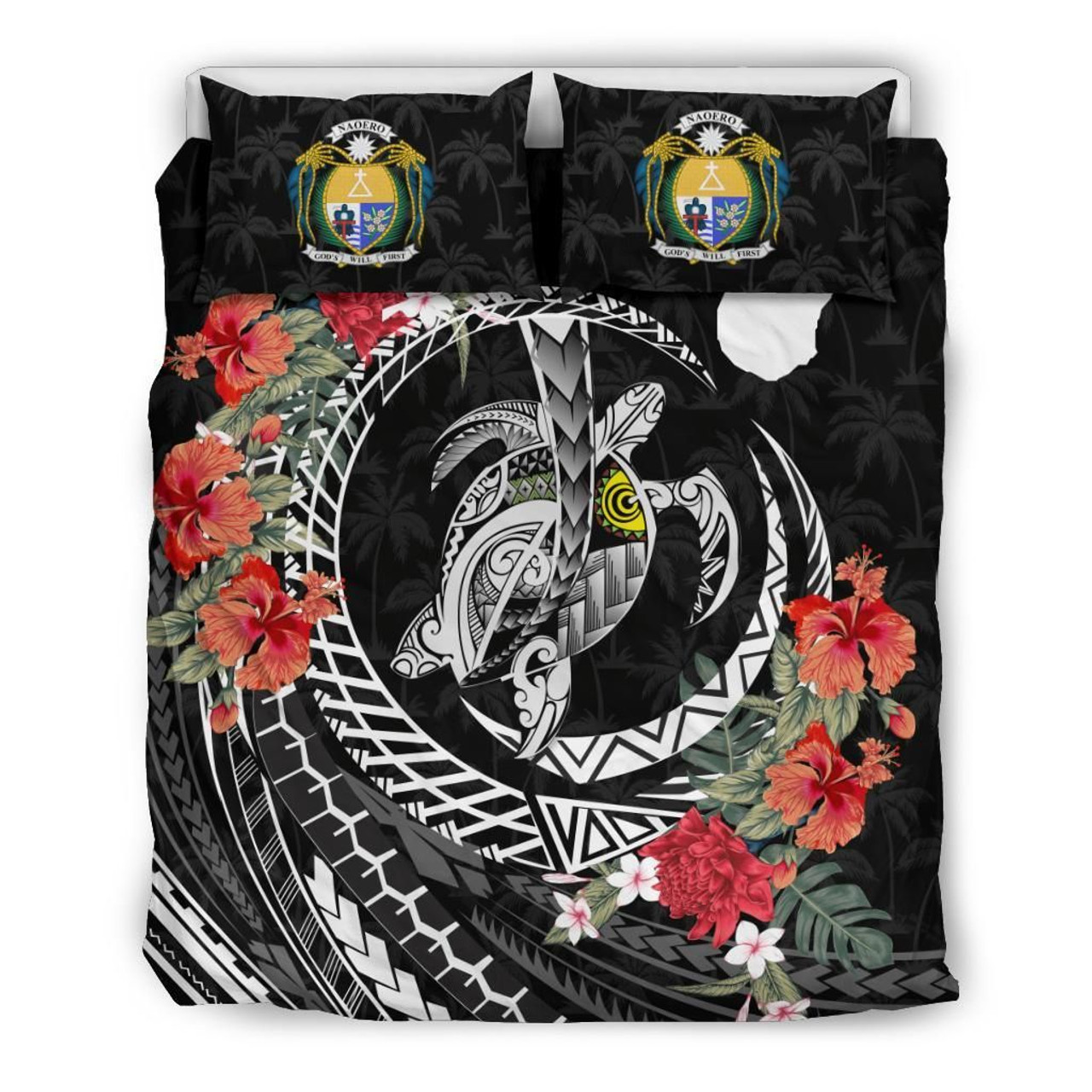Polynesian Duvet Cover Set Nauru Bedding Set Polynesia Map Turtle