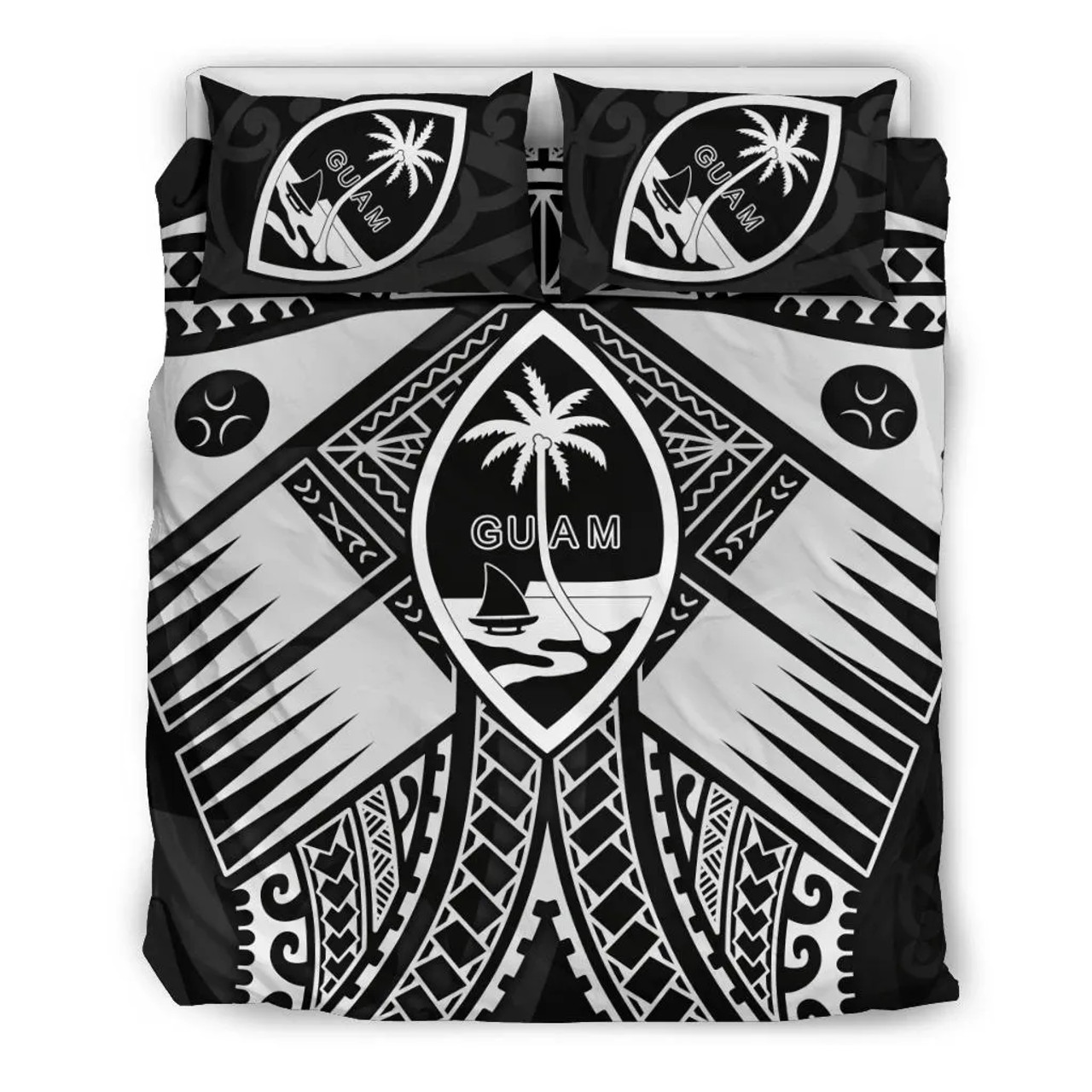 Guam Polynesian Bedding Set Guam White Seal With Polynesian Tattoo Ver 01