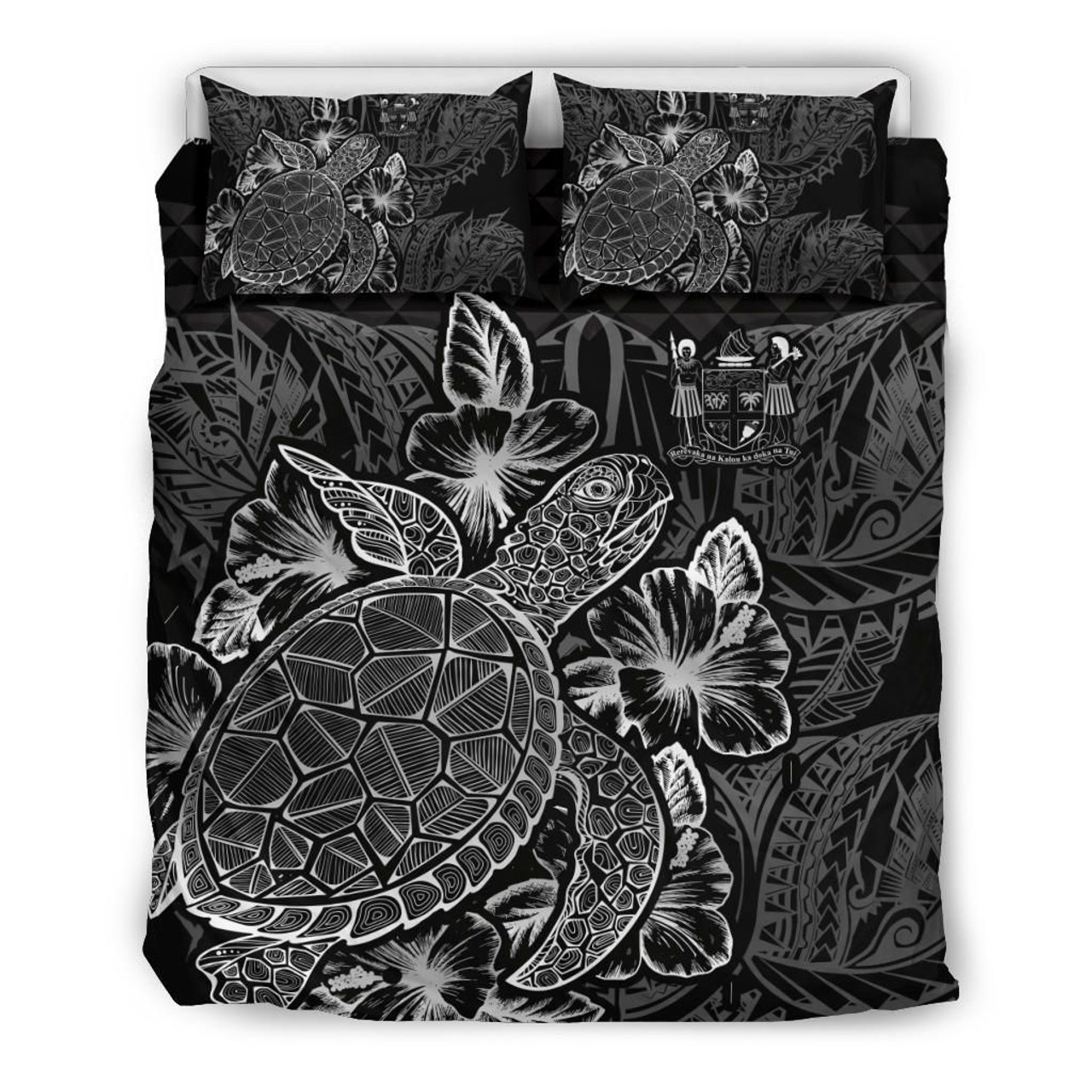 Polynesian Bedding Set Fiji Duvet Cover Set Black Color