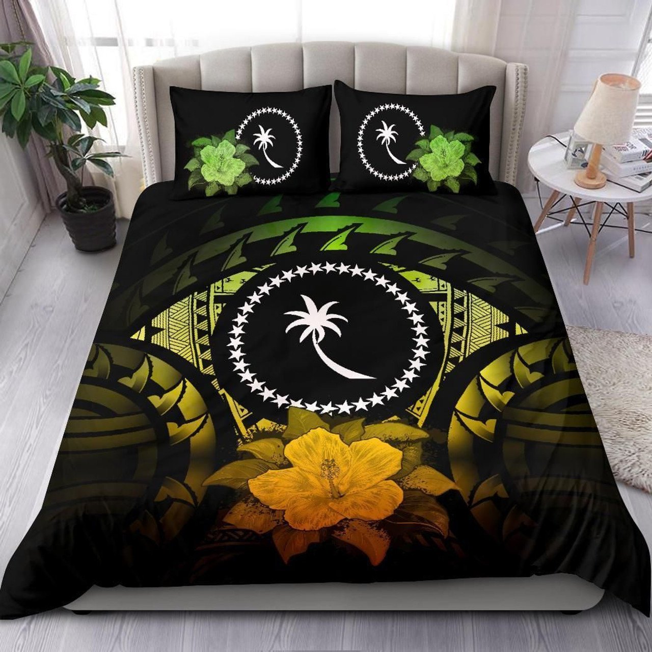 Chuuk Duvet Cover Set Chuuk Flag And Reggae Hibiscus