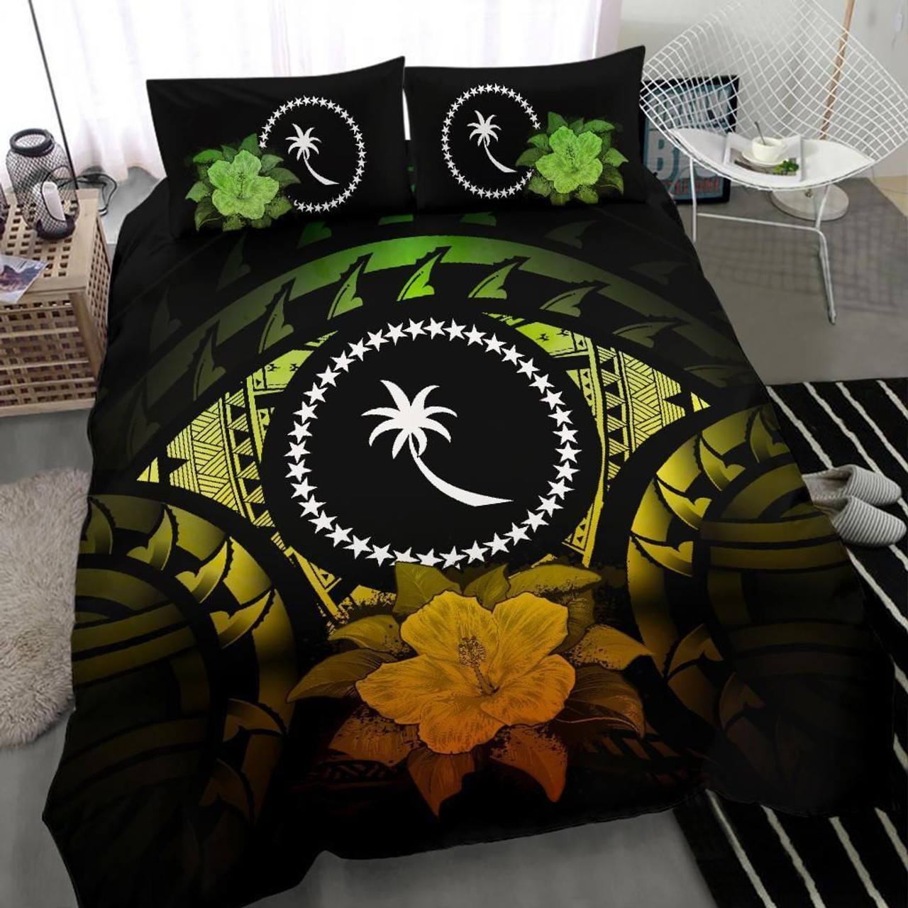 Chuuk Duvet Cover Set Chuuk Flag And Reggae Hibiscus
