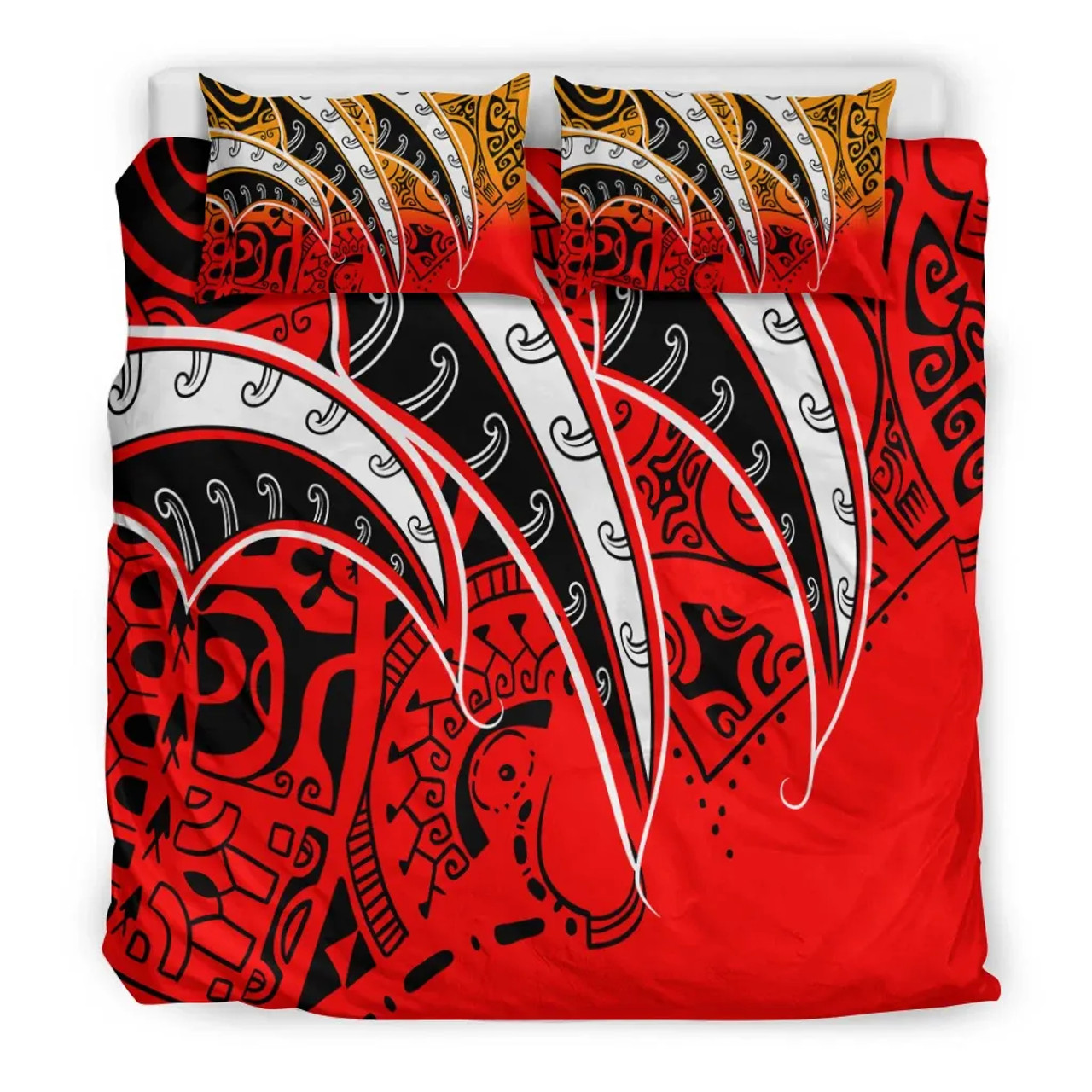 Polynesian Bedding Set Tropical Leaf Red Style