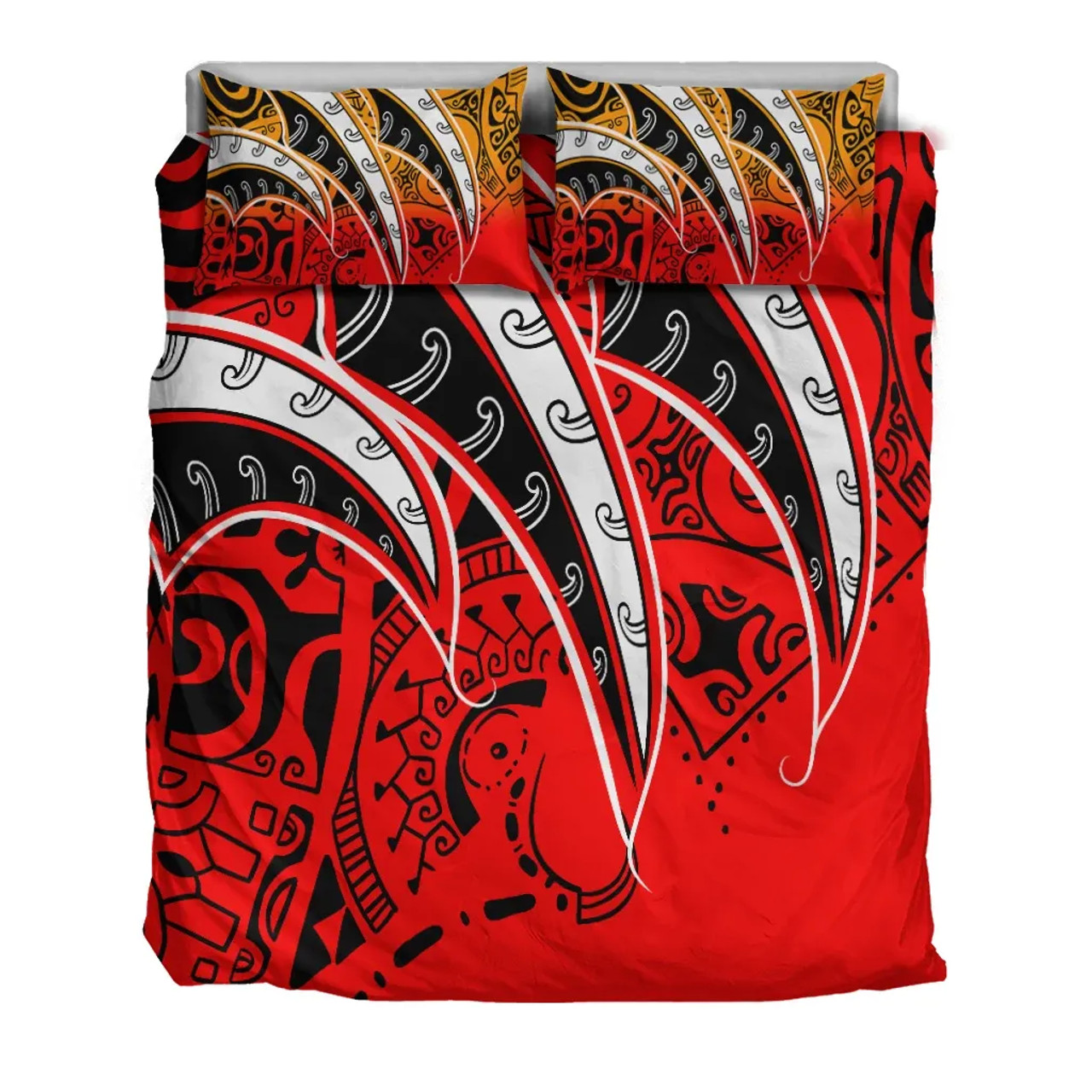 Polynesian Bedding Set Tropical Leaf Red Style
