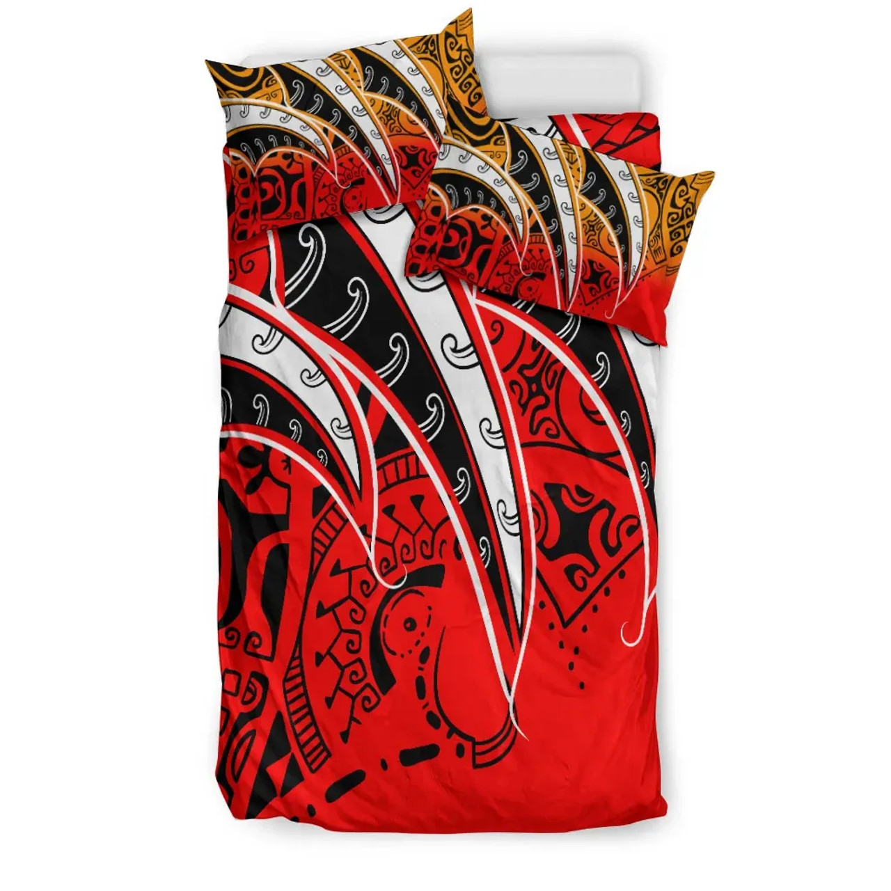 Polynesian Bedding Set Tropical Leaf Red Style