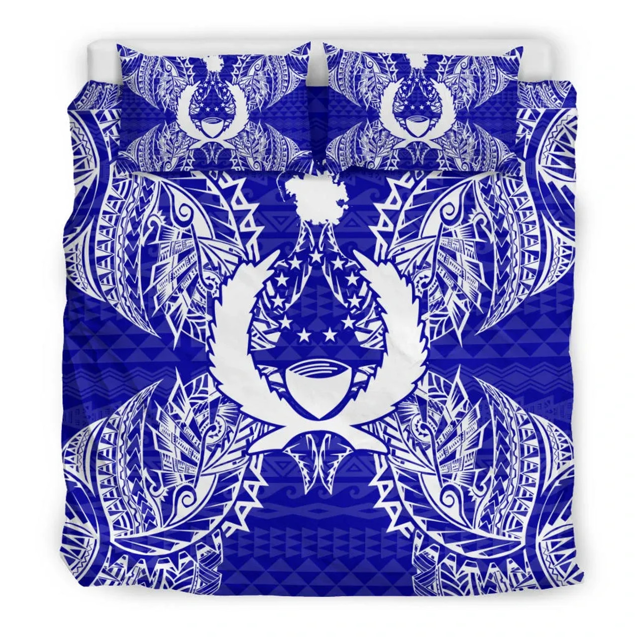 Polynesian Bedding Set Pohnpei Duvet Cover Set Map Blue