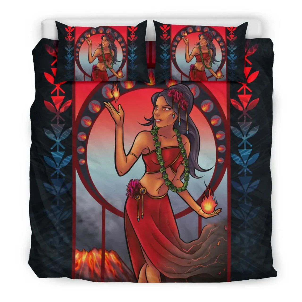 Polynesian Hawaii Duvet Cover Set Set Pele Hawaiian Girl