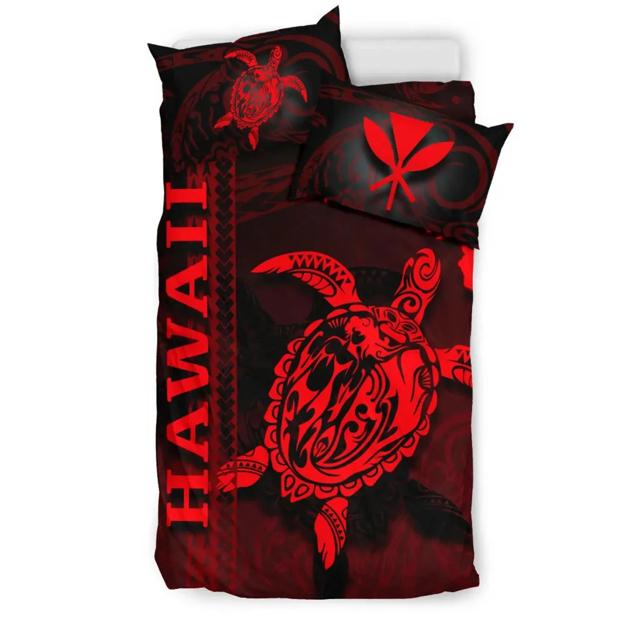 Polynesian Hawaii Duvet Cover Set Turtle Hawaiian Red