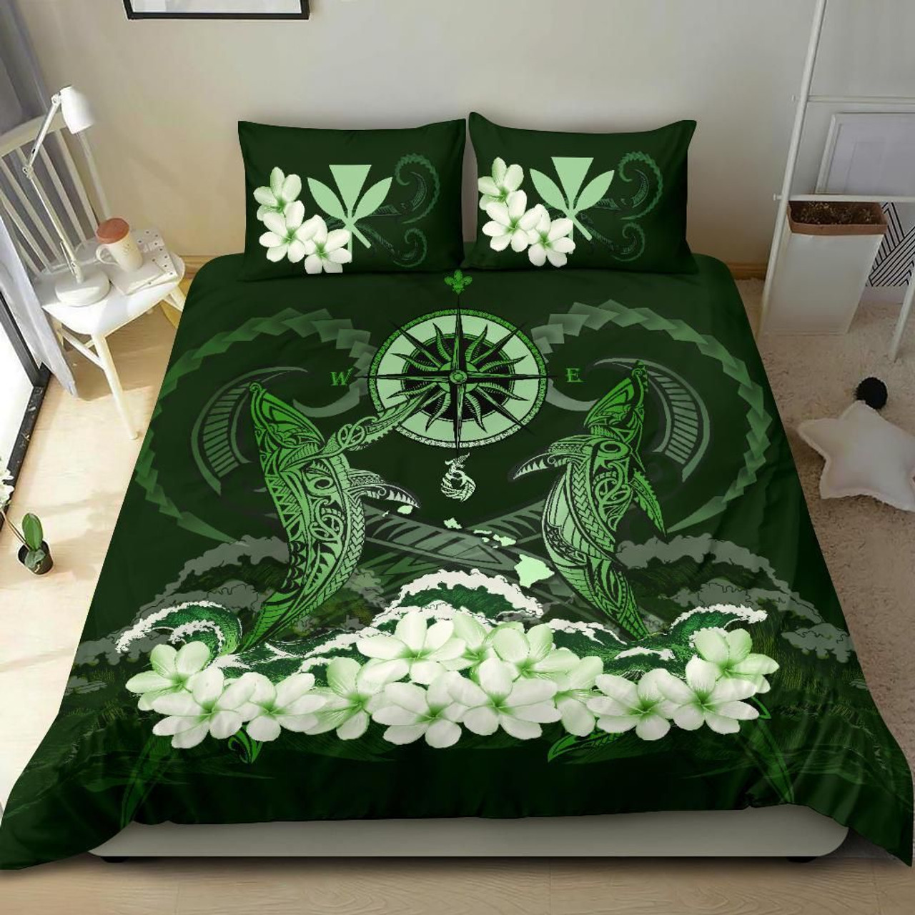 Polynesian Duvet Cover Set Hawaii Bedding Set Shark Polynesia Compass